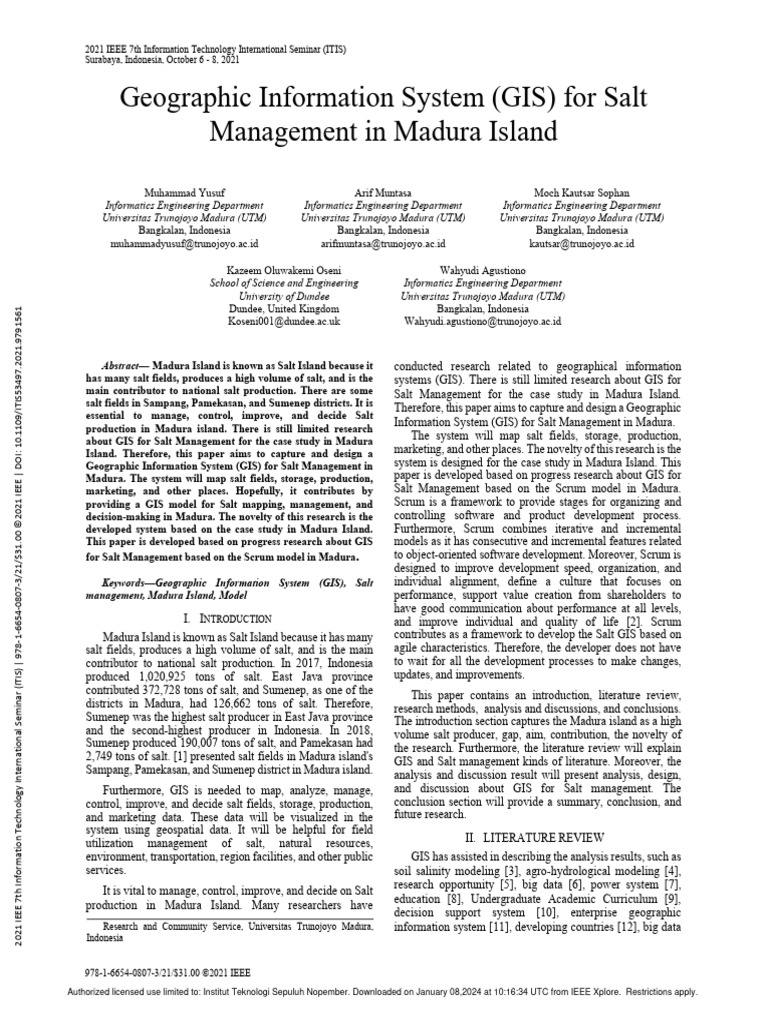 Geographic Information System (GIS) For Salt Management in Madura Island | Download Free PDF ...