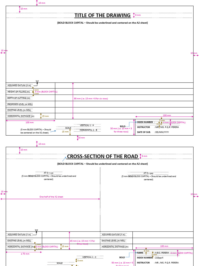 Levelling Manual Drawing Format Template | PDF | Sea Level | Earth Sciences
