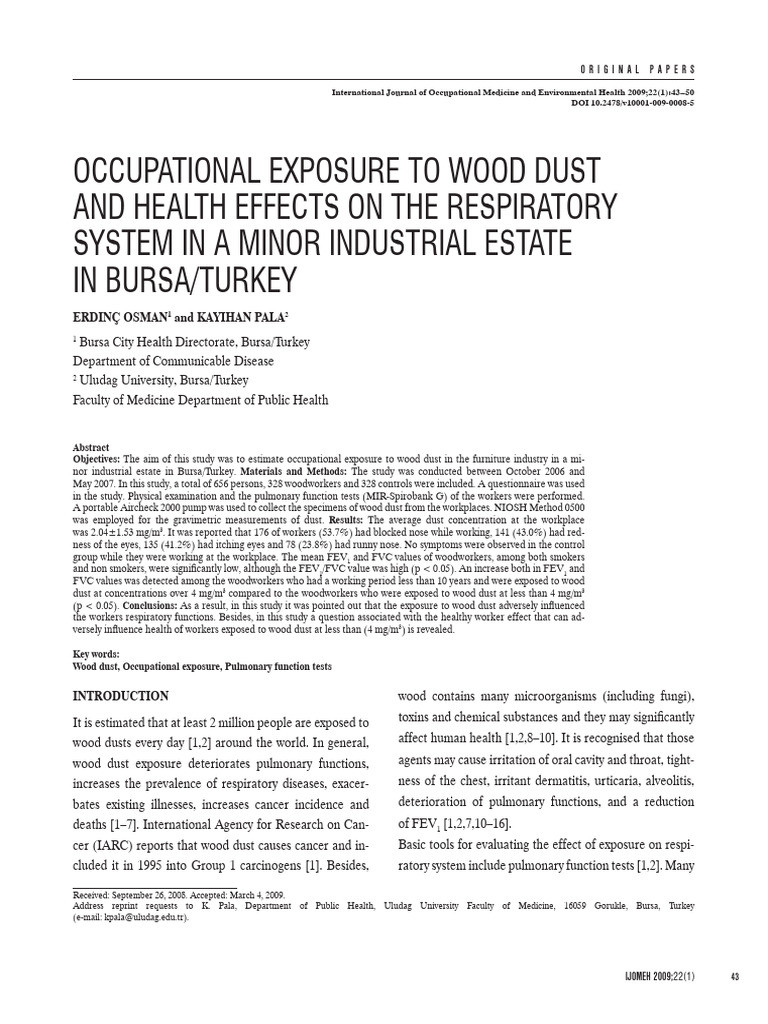 Wood Dust Exposure and Respiratory Health | PDF | Occupational Safety ...