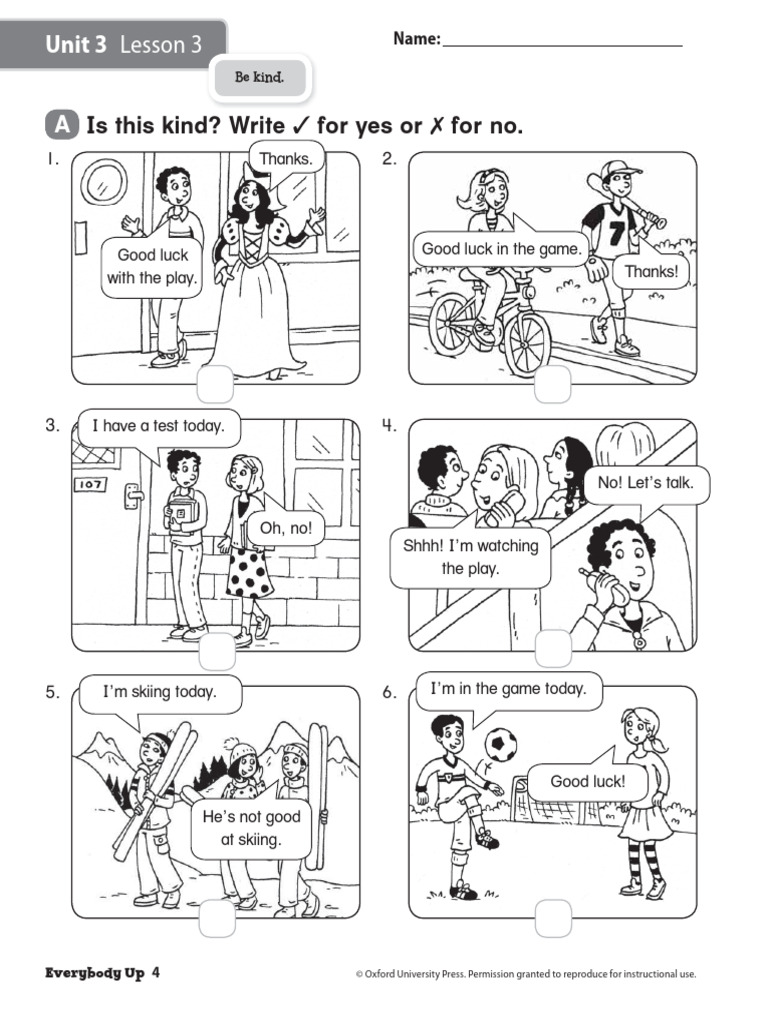 Unit 3 Lesson 3 Kindness Worksheet | PDF