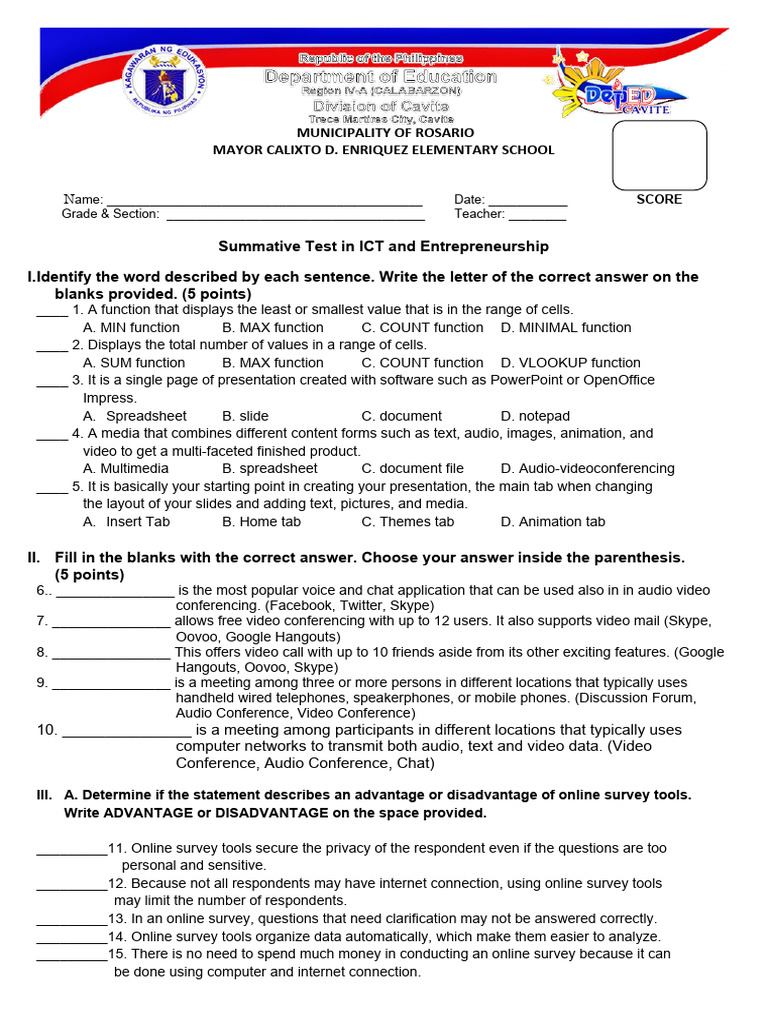 summative test ICT | PDF | Internet | Software
