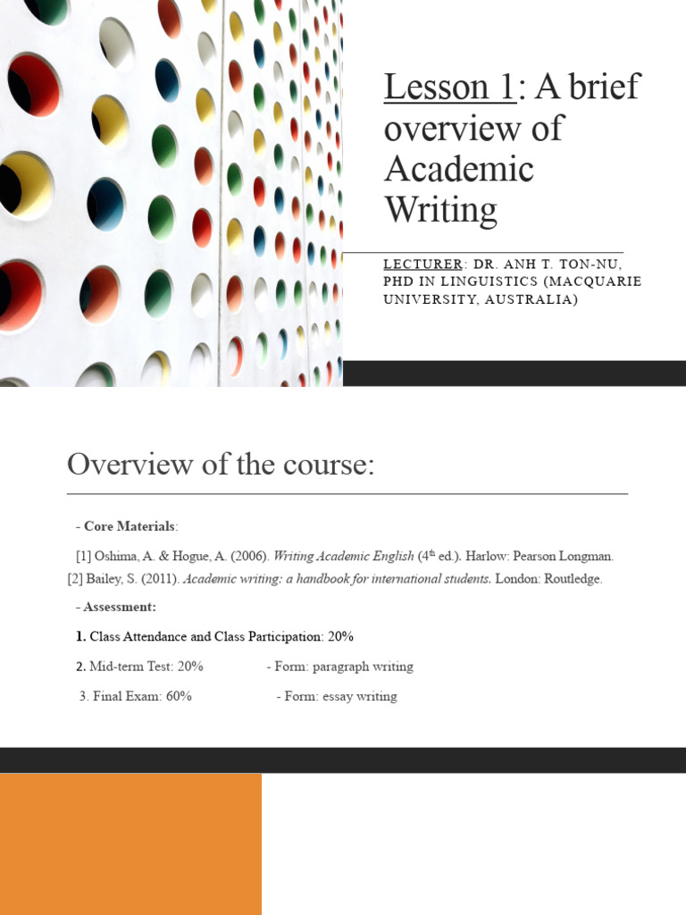 Overview of Academic Writing Essentials | PDF | Teachers | Pedagogy