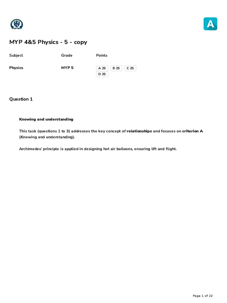 MYP 4&5 Physics - 5 | PDF | Density | Buoyancy