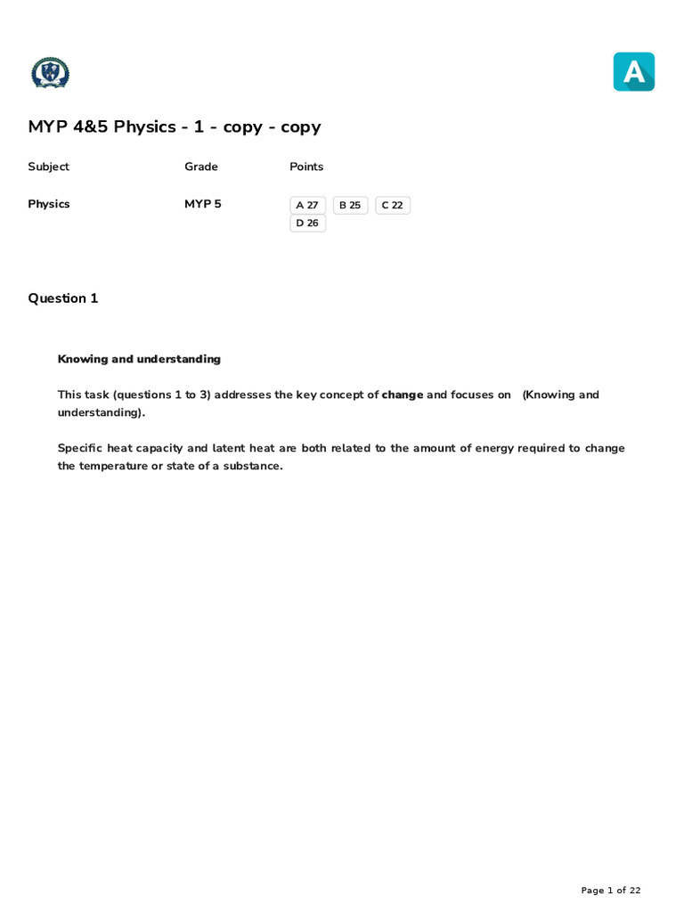 MYP 4&5 Physics - 1 | PDF | Climate Change | Electromagnetic Induction