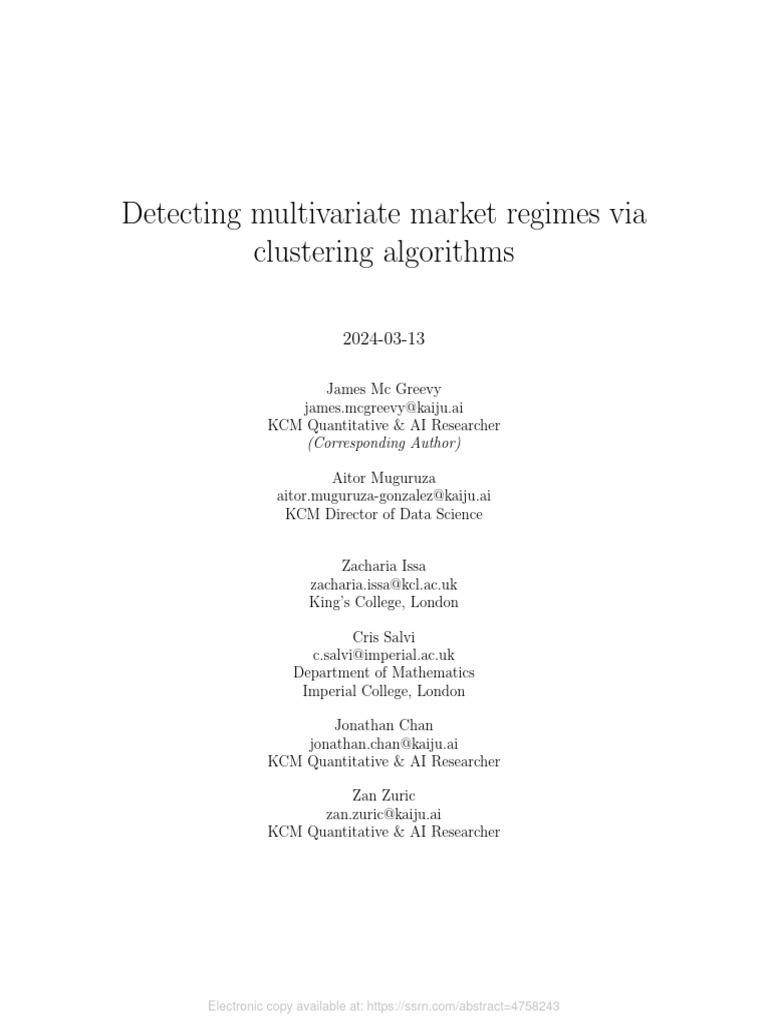 SSRN Id4758243 | PDF | Cluster Analysis | Time Series
