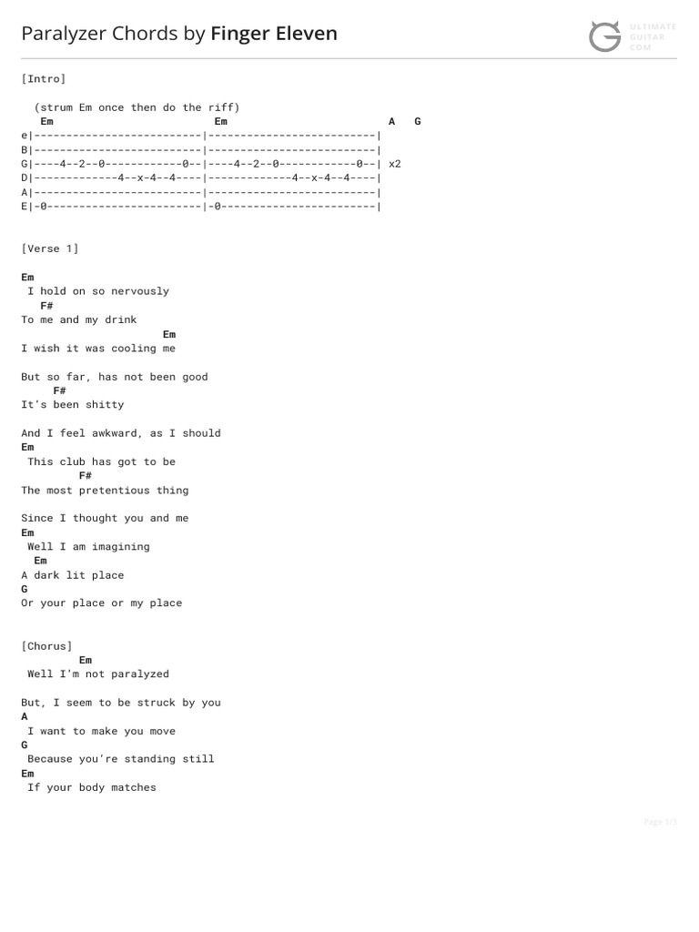 Paralyzer Chords | Download Free PDF | Song Structure | Musical ...