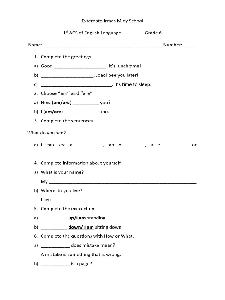 Grade 6 English Practice Worksheet | PDF | Career & Growth | Language ...