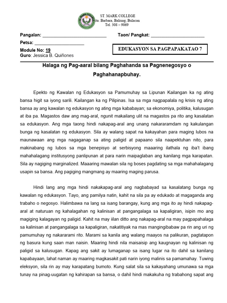 ESP 7 Module 19 | PDF