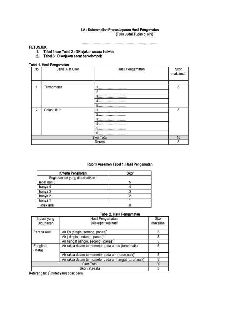 Contoh Rubrik Keterampilan | PDF