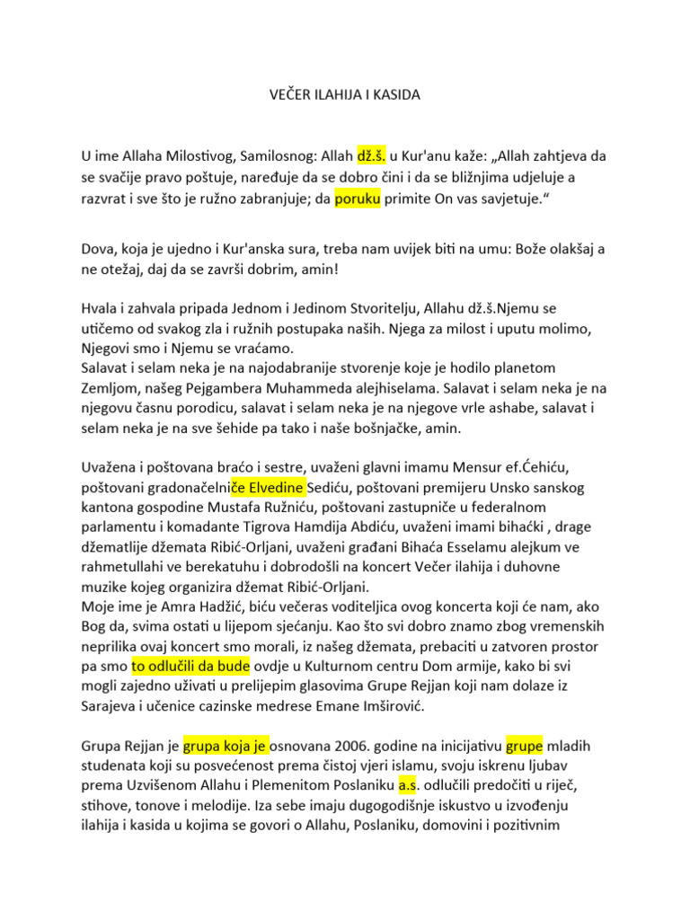 Večer Ilahija I Kasida | PDF