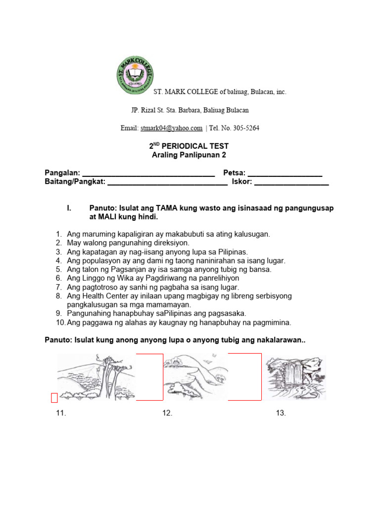 2ND Periodical Test Grade 2 | PDF