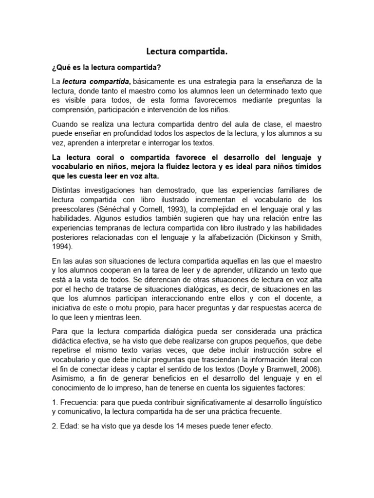 Lectura Compartida | PDF | Aquisición de idioma | Literatura