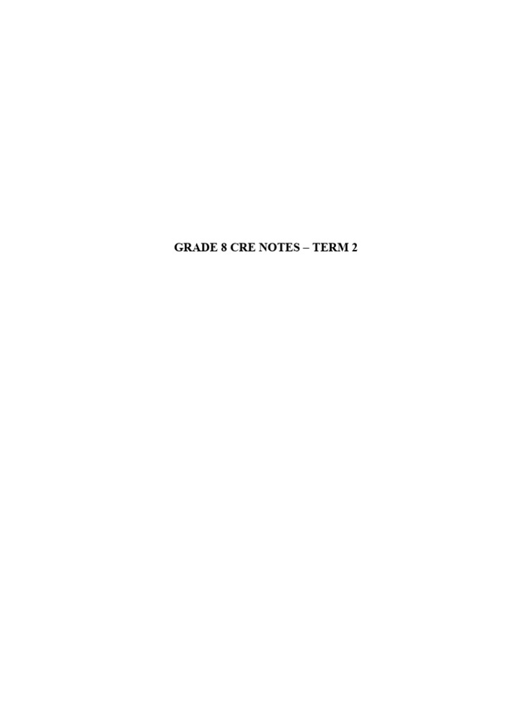 Grade 8 CRE Notes: Term 2 Insights | PDF | Prayer | Jesus