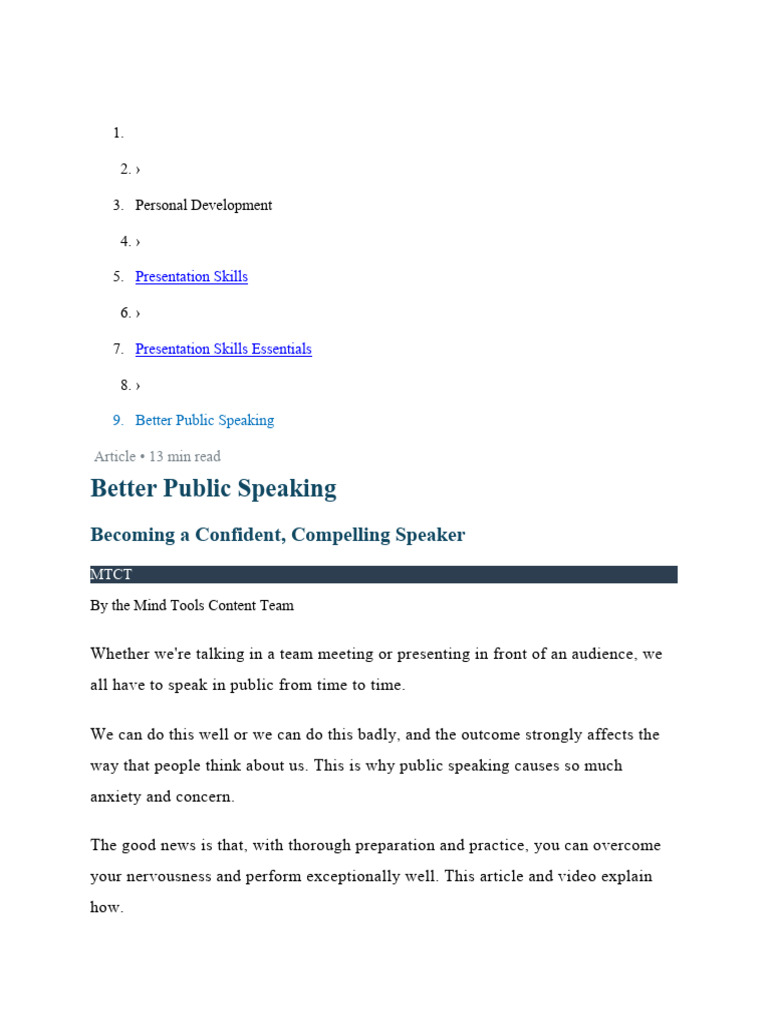 Public Speaking | PDF | Public Speaking | Body Language