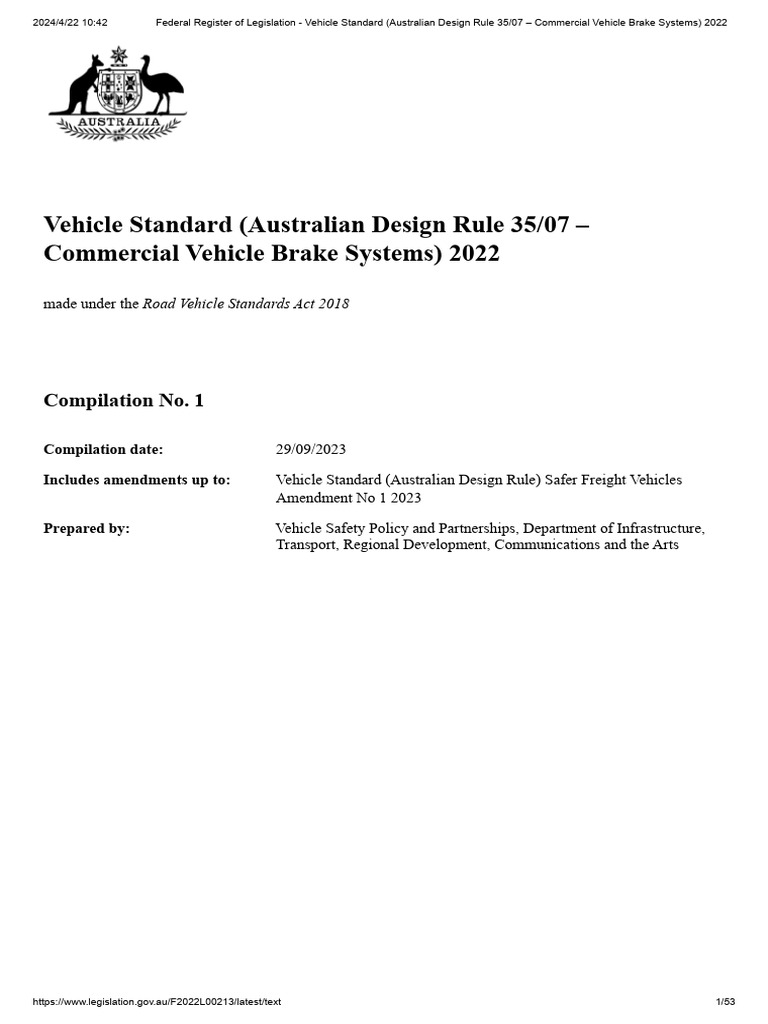 Federal Register of Legislation - Vehicle Standard (Australian Design ...