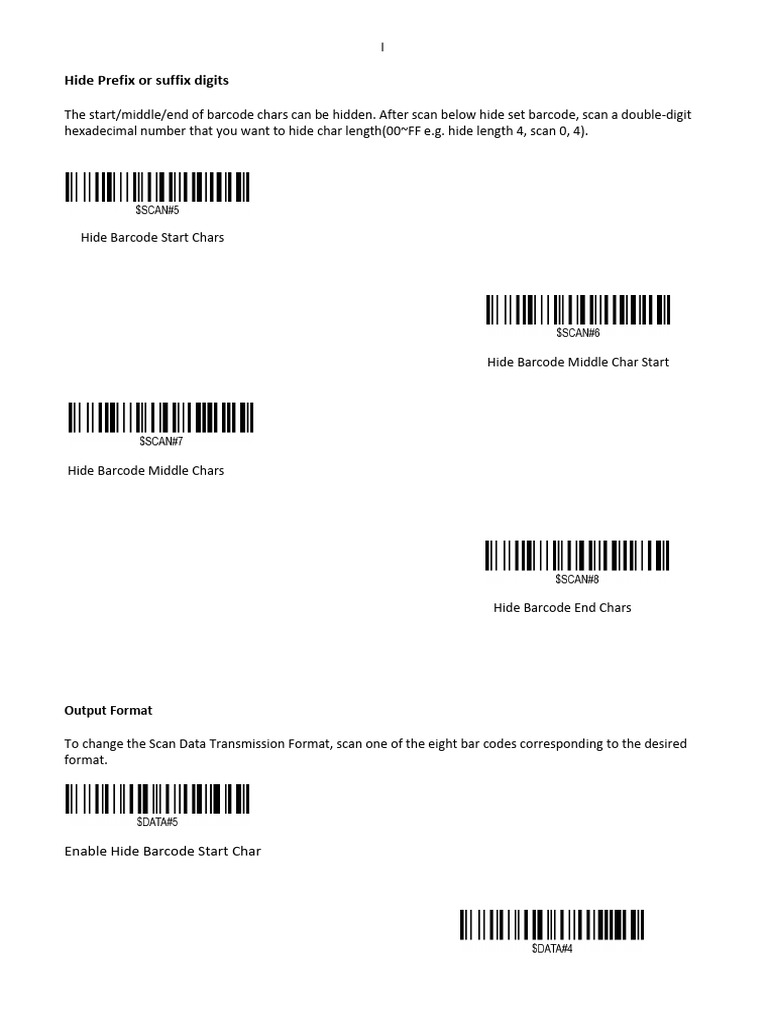 Prefix and Suffix Command Barcodes For All Bluetooth Scanner | Download ...