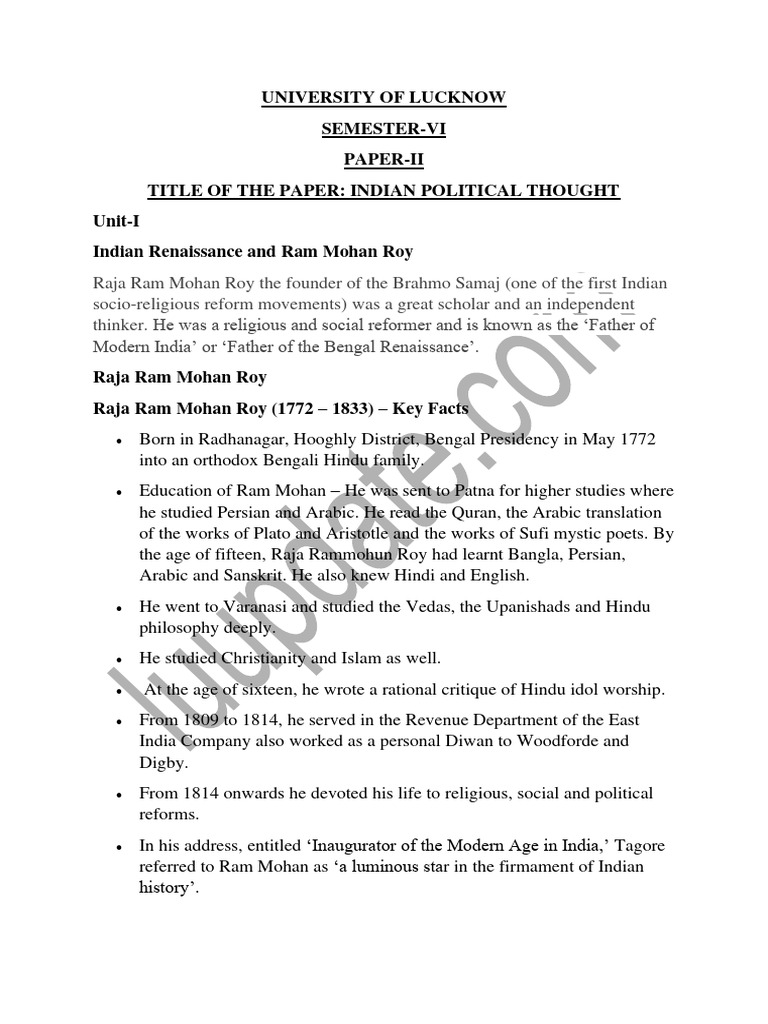 Indian Political Thought | PDF | Swami Vivekananda | Ramakrishna