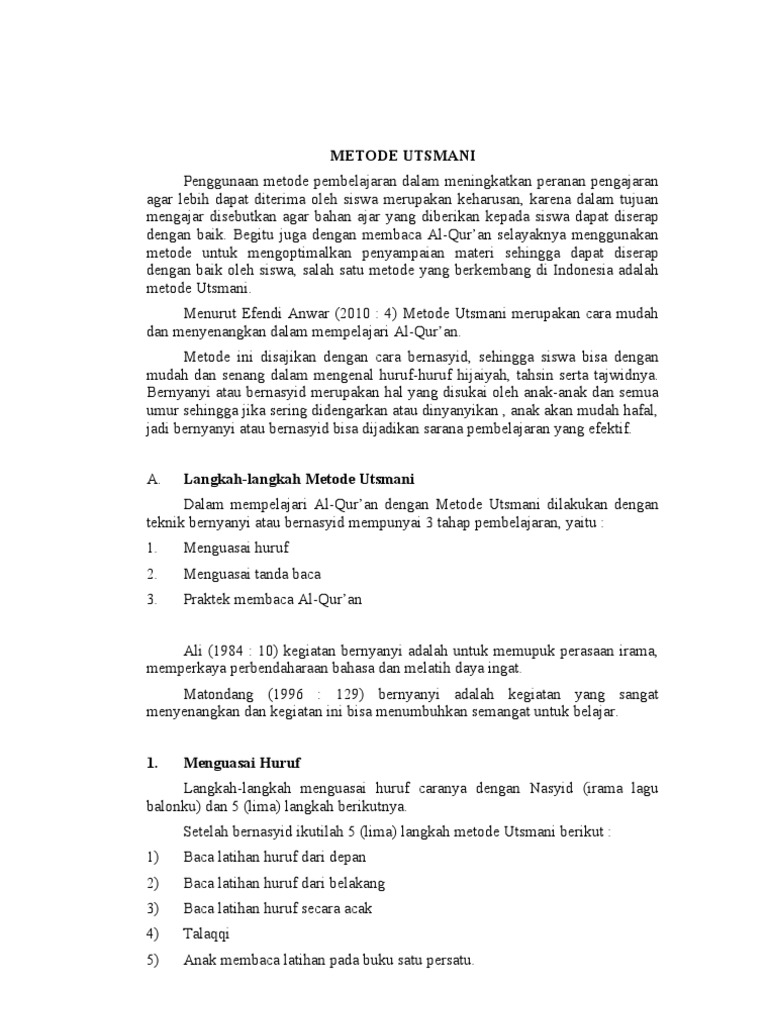 Metode Utsmani | PDF
