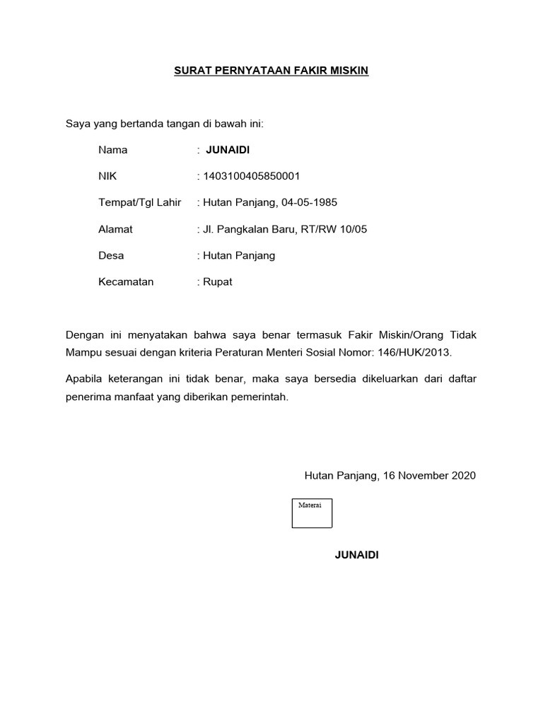 Surat Pernyataan Diri Sendiri | PDF | Gaya Hidup