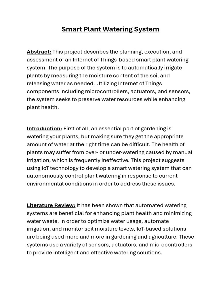 Smart Plant Watering System | PDF | Internet Of Things | Irrigation