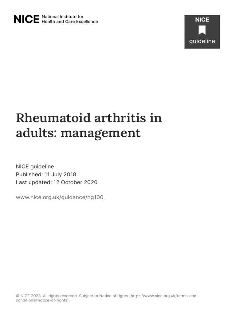 Rheumatoid Arthritis in Adults Management PDF 66141531233989 | Download ...
