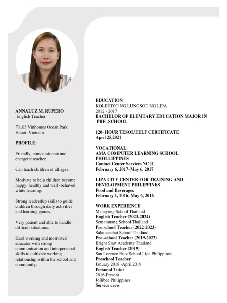 Annaluz Rupero Resume | Download Free PDF | Teachers | Learning