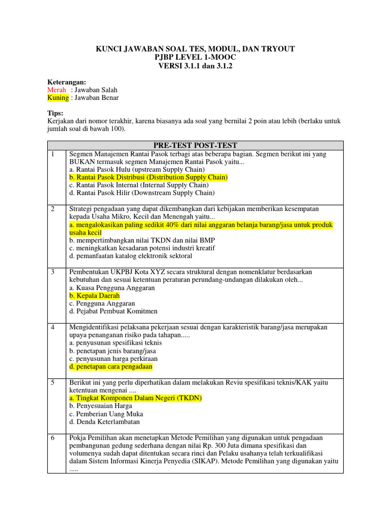 Kunci Jawaban PBJP Level 1 dan Modul | PDF