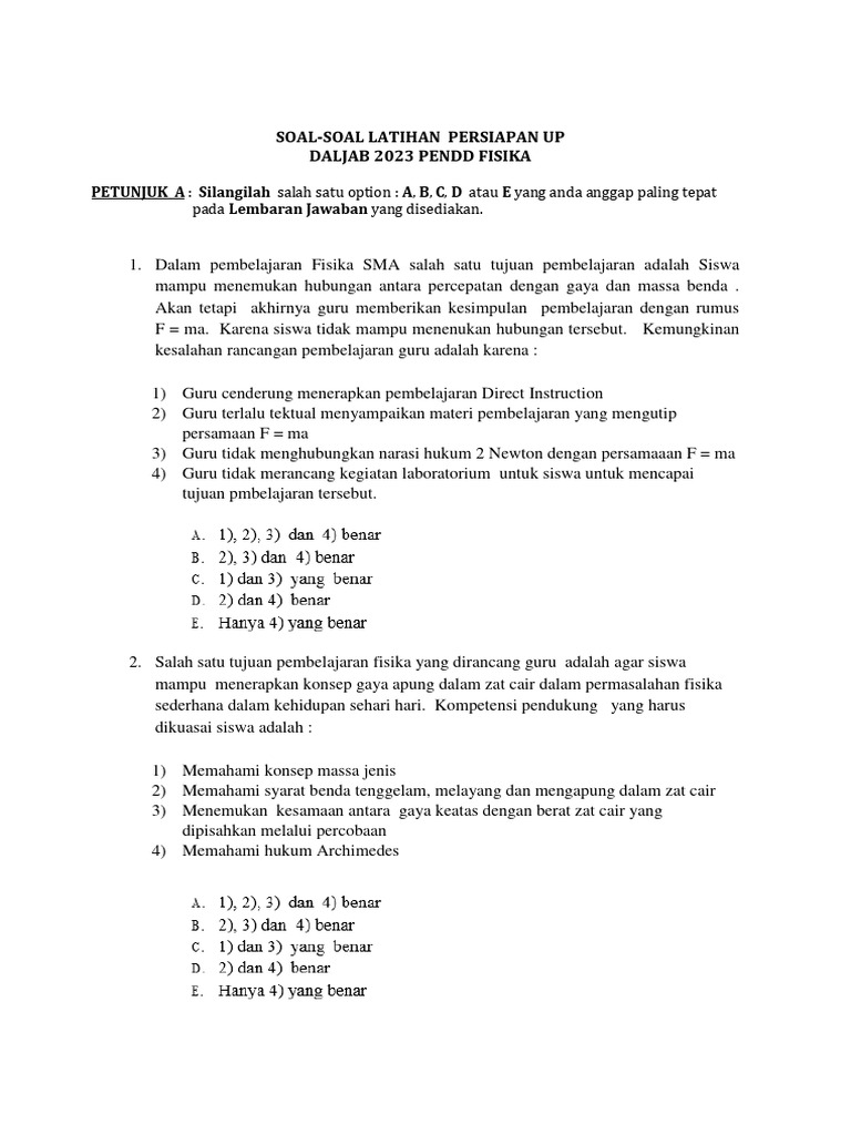 Soal Latihan Fisika SMA 2023 | PDF