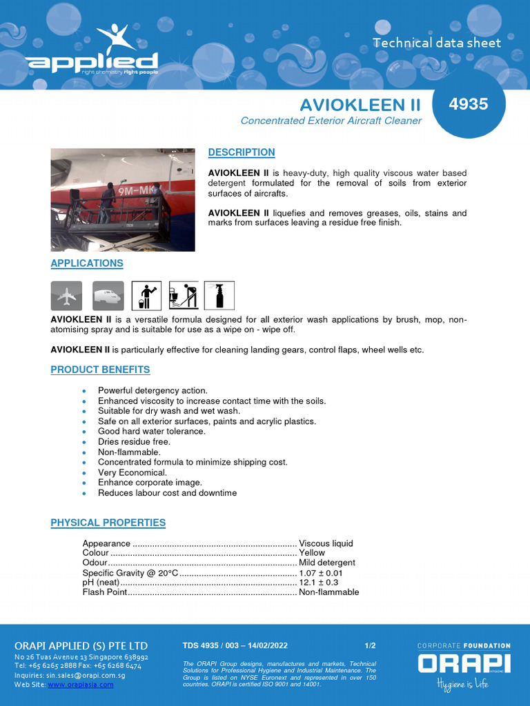 Aviokleen II Tds 4935 Exterior Cleaning | PDF