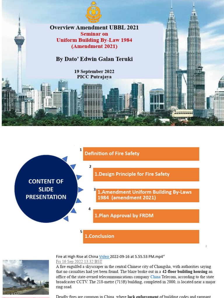 1 - Amendment UBBL 2021 Overiew Dato Edwin | PDF | Fire Safety | Safety