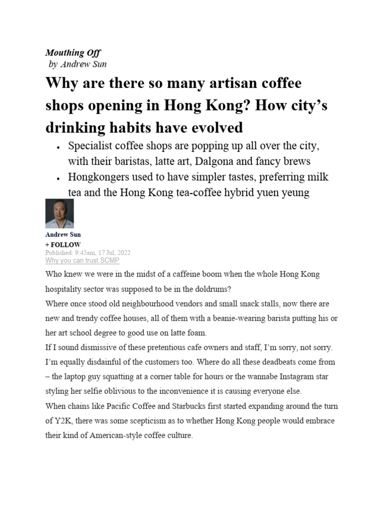 Why Are There So Many Artisan Coffee Shops Opening? | PDF | Coffee ...