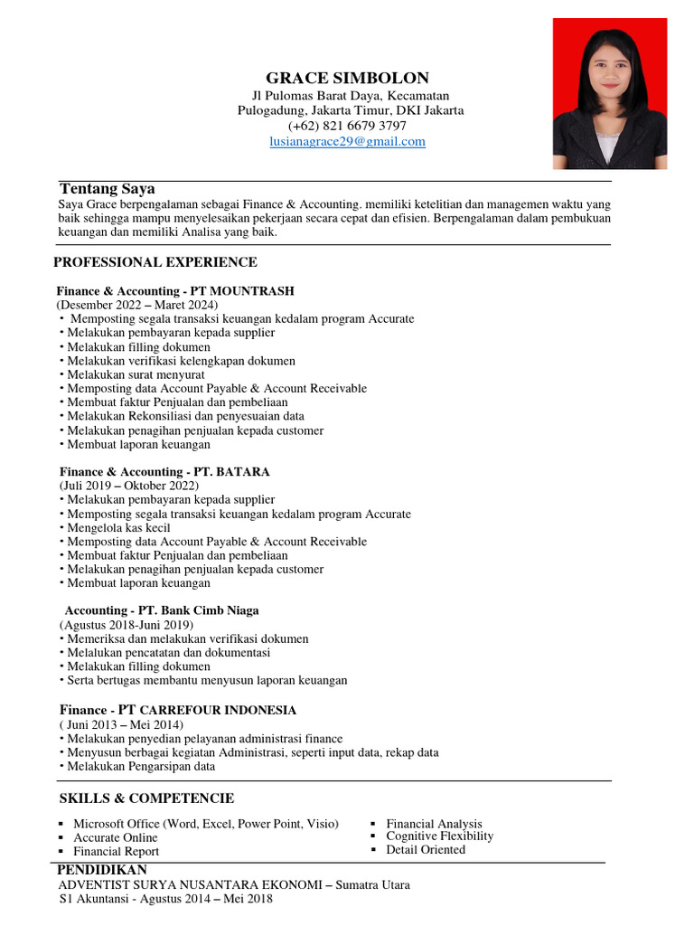 CV Grace Simbolon - Docx - in | PDF | Bisnis