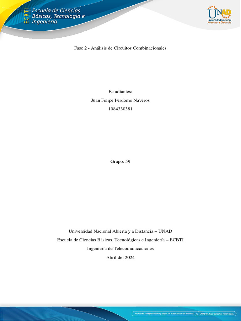 Tarea 2 - ELECTRONICA DIGITAL - Juan Felipe Perdomo Naveros | PDF | Vhdl | Electrónica digital