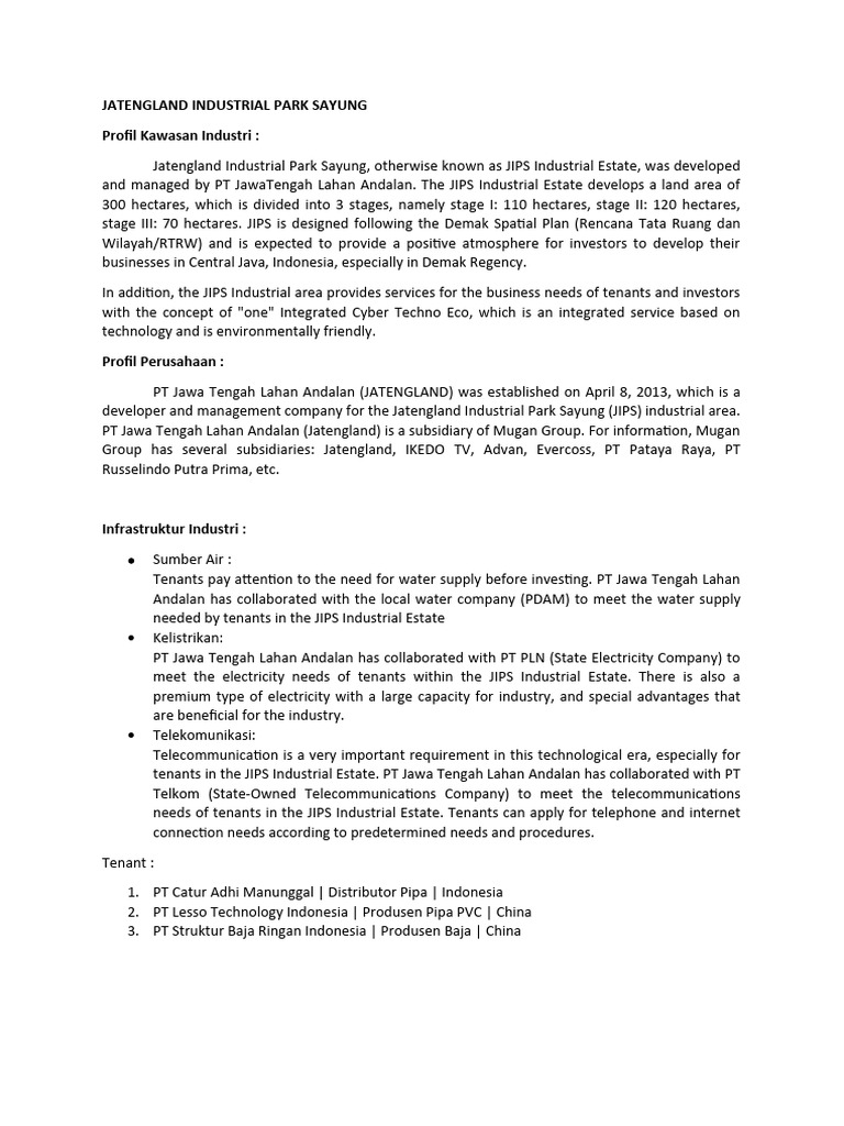 JIPS: Invest in Central Java Industry | PDF | Indonesia
