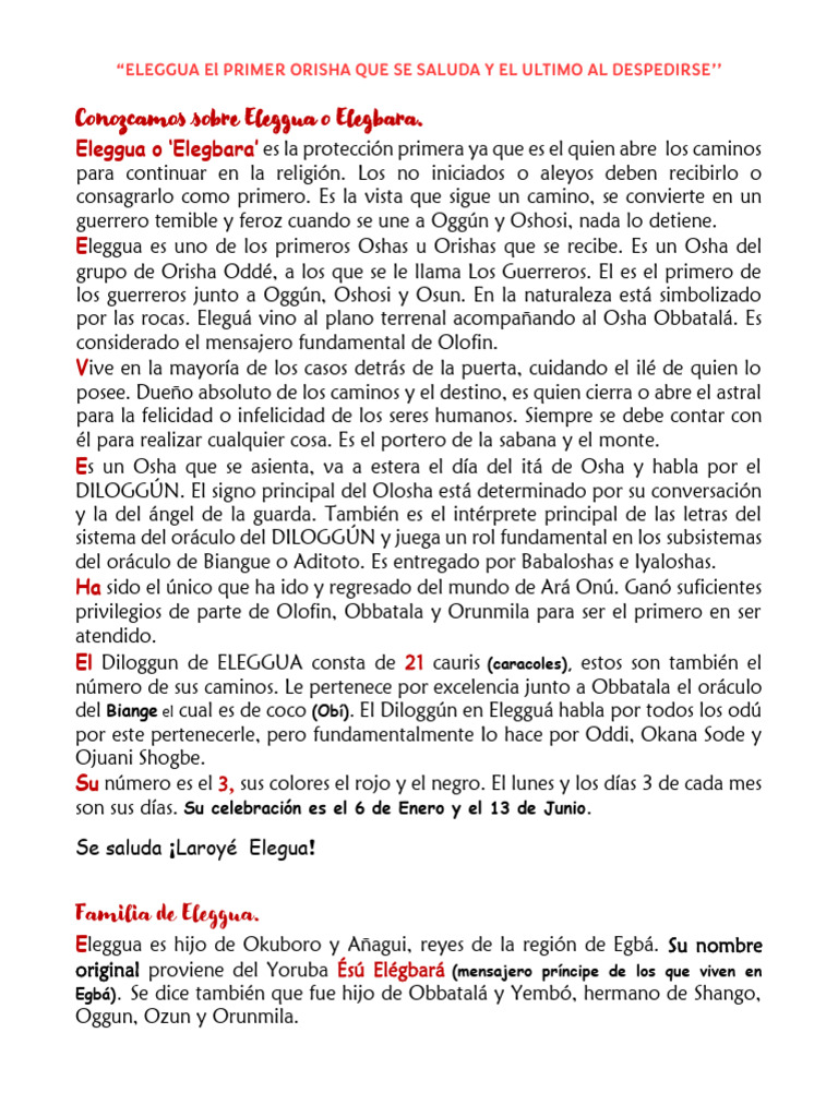 Eleggua: El Mensajero y Guardián | PDF | Religión étnica | Deidades