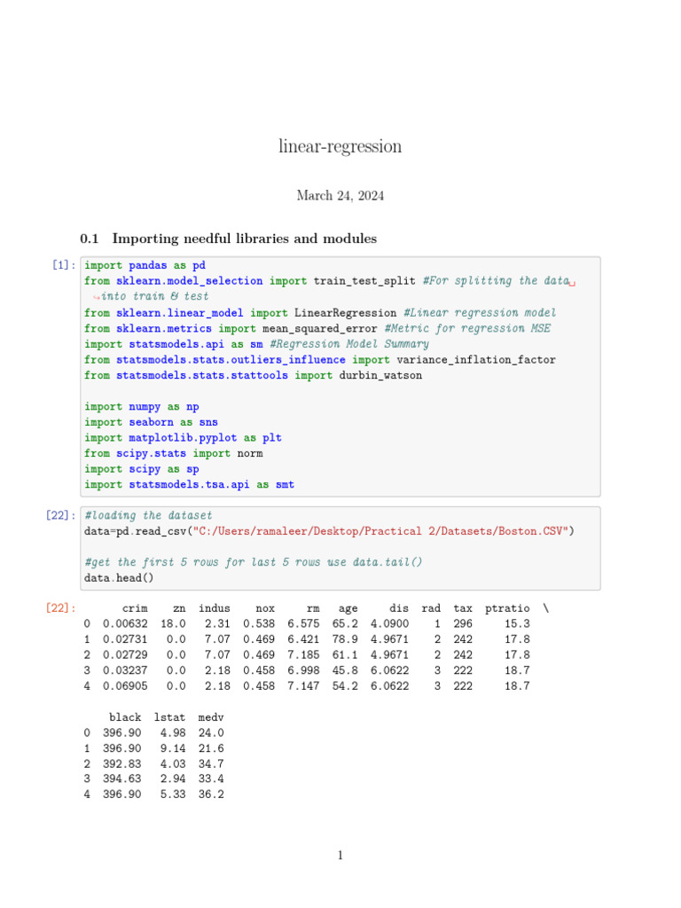 Linear Regression | PDF | Mean Squared Error | Coefficient Of Determination