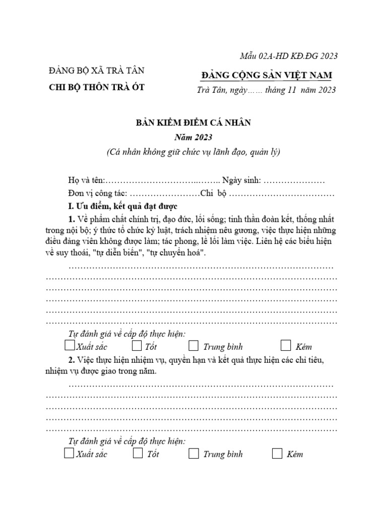 Mẫu 02A (Đảng Viên Thường) | PDF