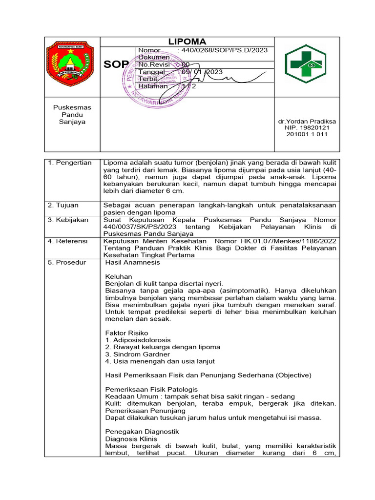 Sop Lipoma | PDF | Pengembangan Diri
