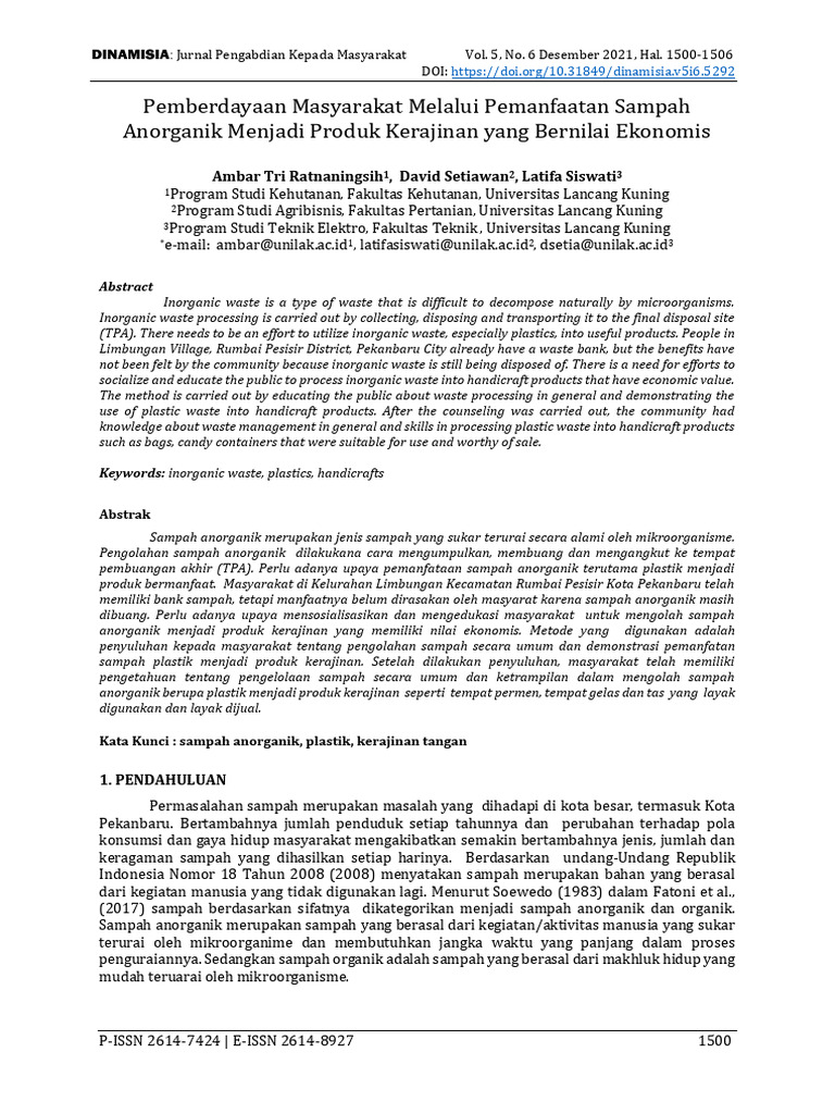 Artikel Pengolahan Sampah Anorganik | PDF | Teknologi & Rekayasa