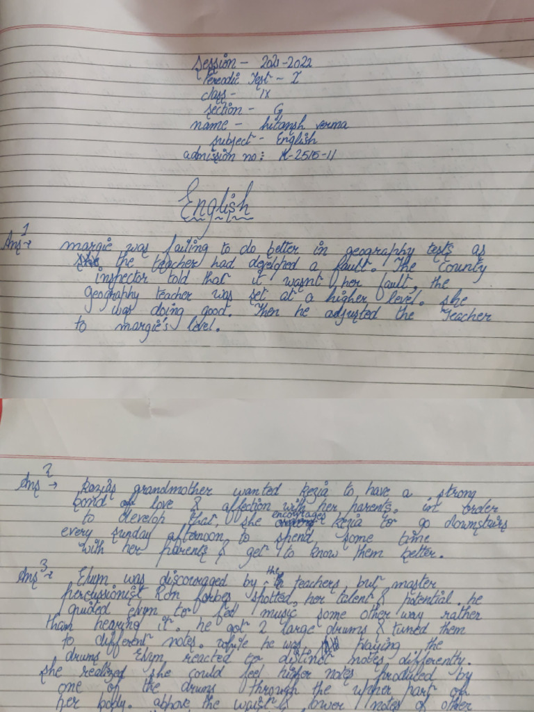 hitansh verma english exam PT-1 | PDF