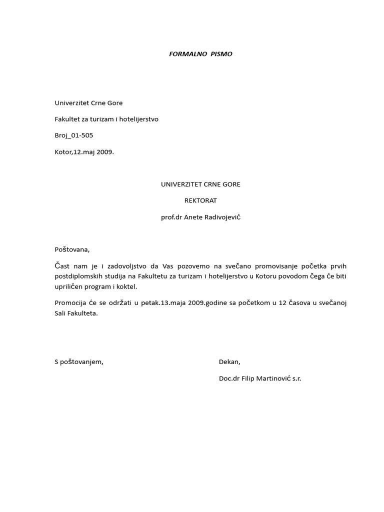 Formalno i Neformalno Pismo.doc | PDF