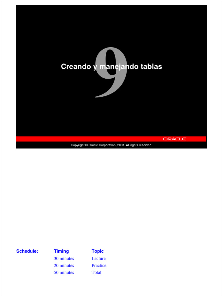Les09 Creando Tablas Espanol | PDF | SQL | Bases de datos