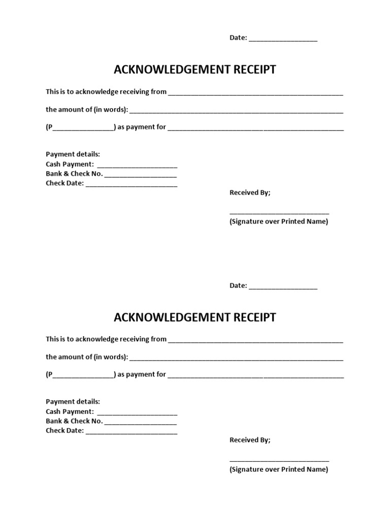 Acknowledgement Receipt | PDF | Finance & Money Management | Law