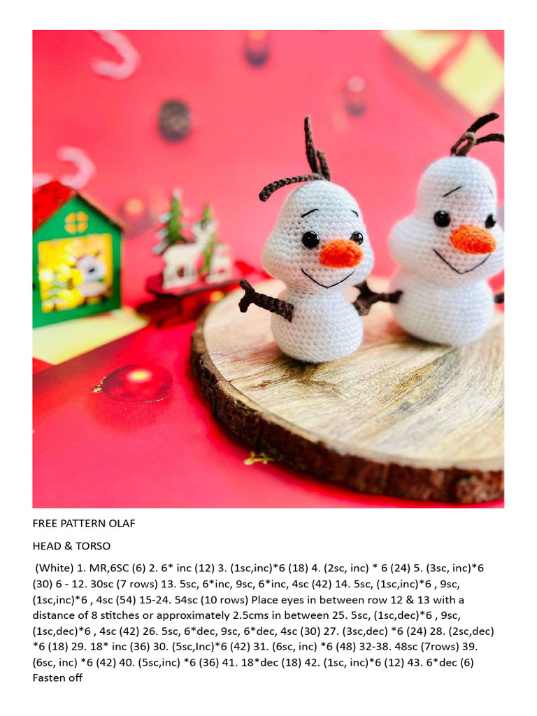 Free Crochet Pattern for Olaf Head | PDF