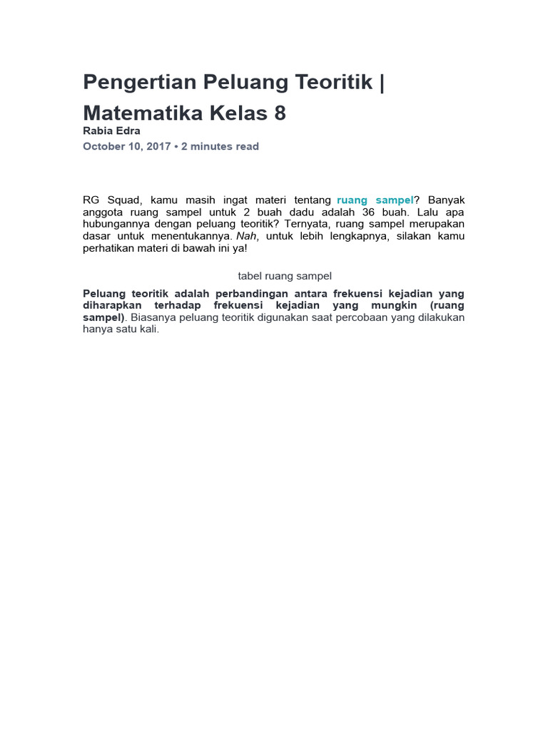 Peluang Teoritik dan Empirik: Konsep dan Contoh Soal | PDF