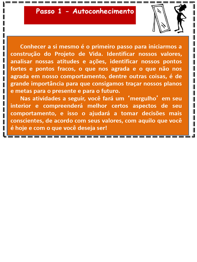 Autoconhecimento E Projeto De Vida Pdf Ensino Superior Planejamento