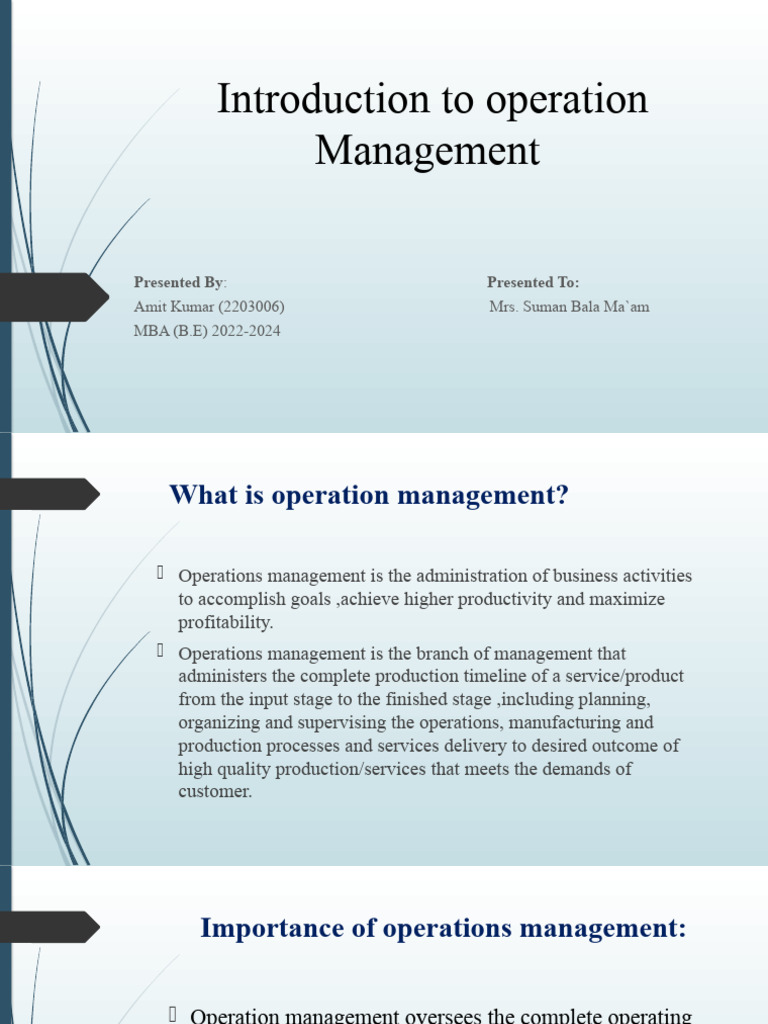 Introduction To Operation Management | PDF | Business