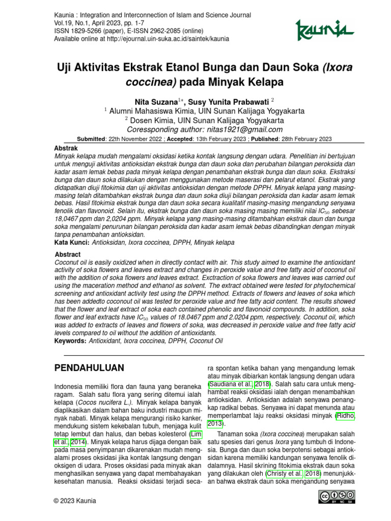 Uji Aktivitas Ekstrak Etanol Bunga Dan Daun Soka | PDF | Sains & Matematika