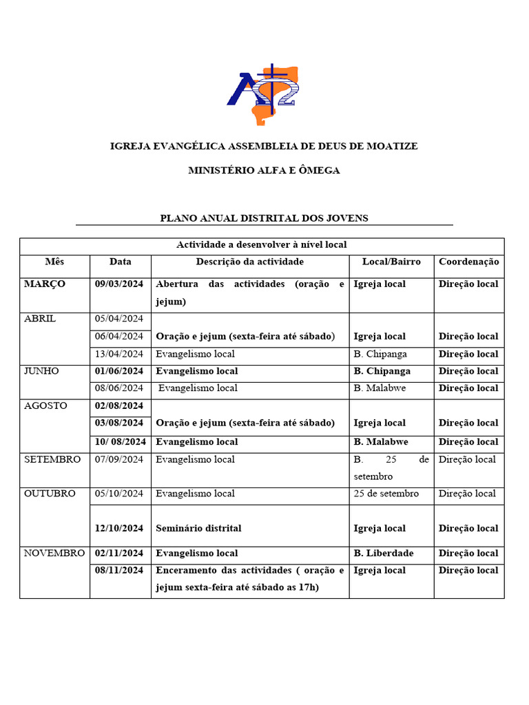 Plano Anual Dos Jovens 2024 Retificado - 015041 | PDF | Evangelismo ...