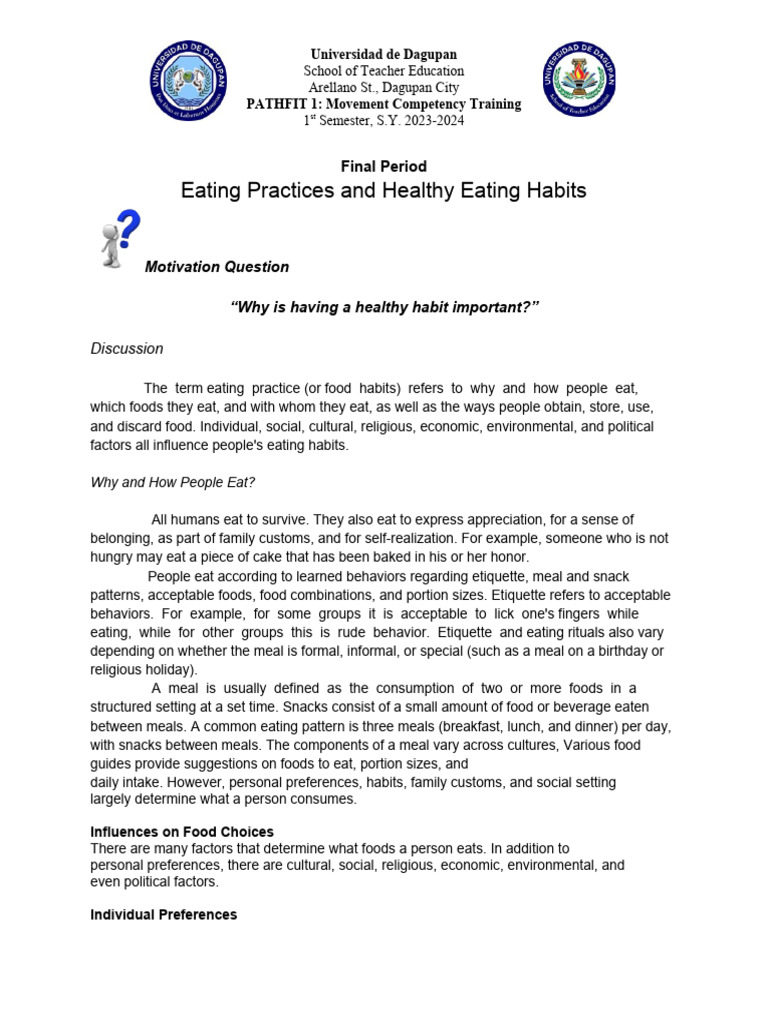Finals Module 1 Pdf Healthy Diet Meal 